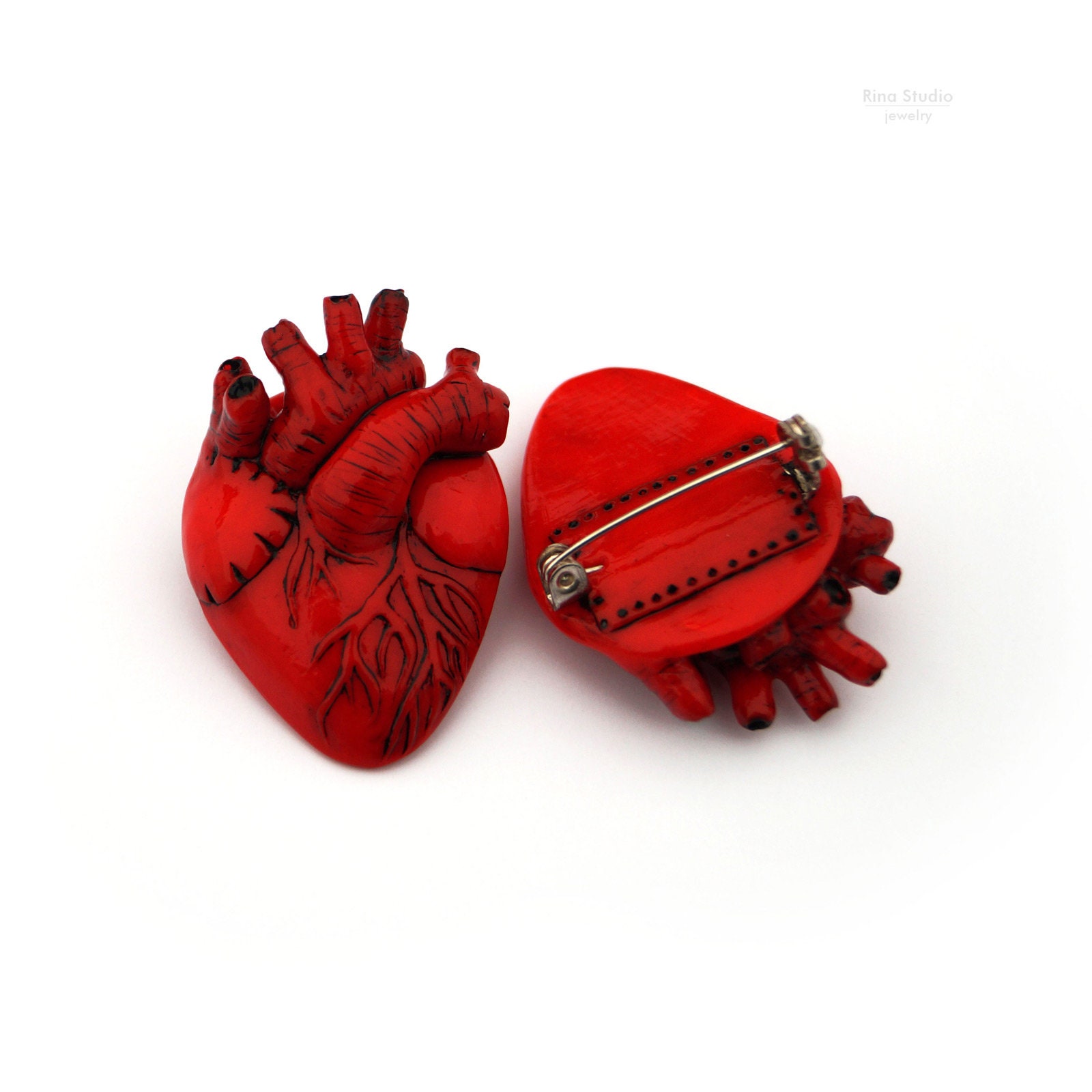 Anatomical Heart Pin Realistic Anatomy Art Horror Halloween Brooch Gift ...