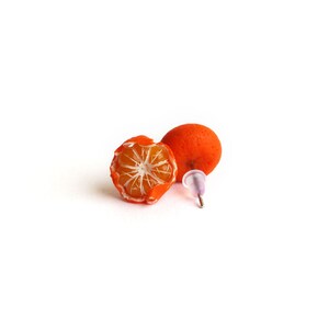 Mini Tangerine Stud Earrings Whole and Peeled Realistic Mandarin Orange ...