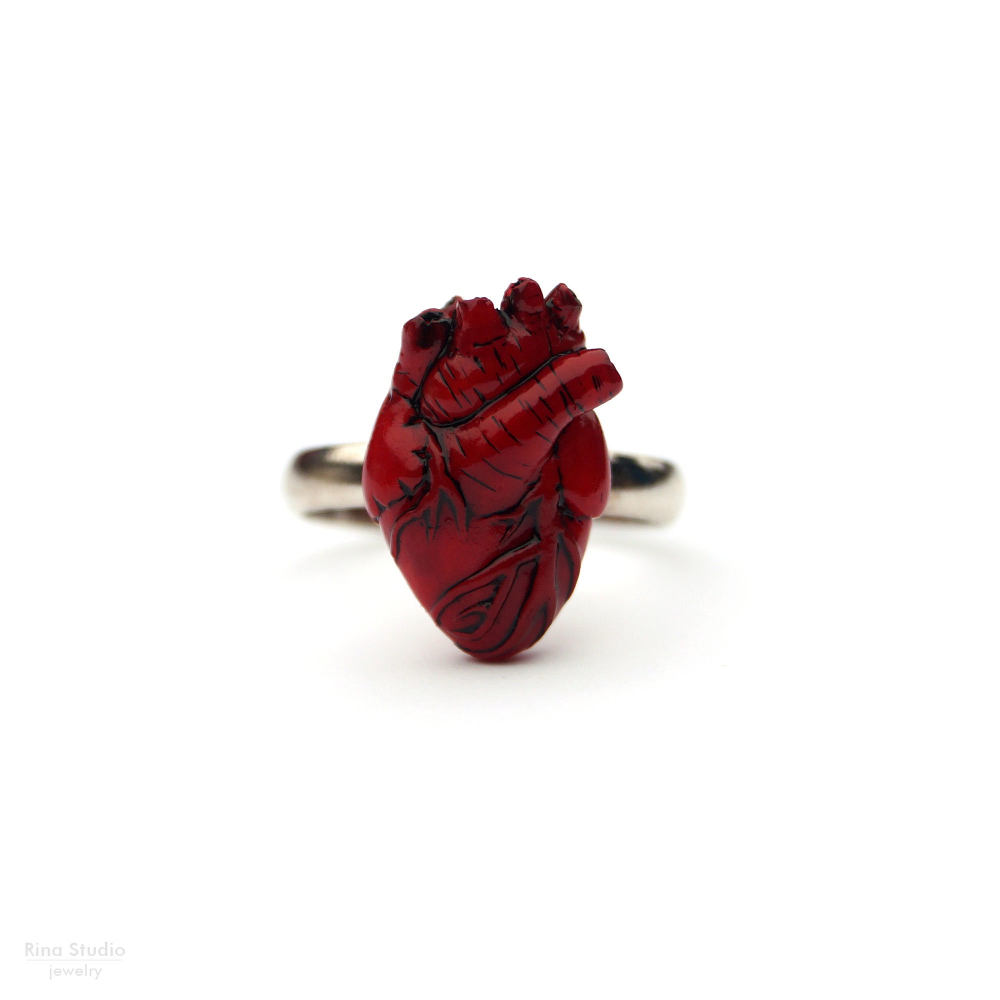Anatomical Heart Ring Red Halloween Gift Idea Adjustable Ring - Etsy
