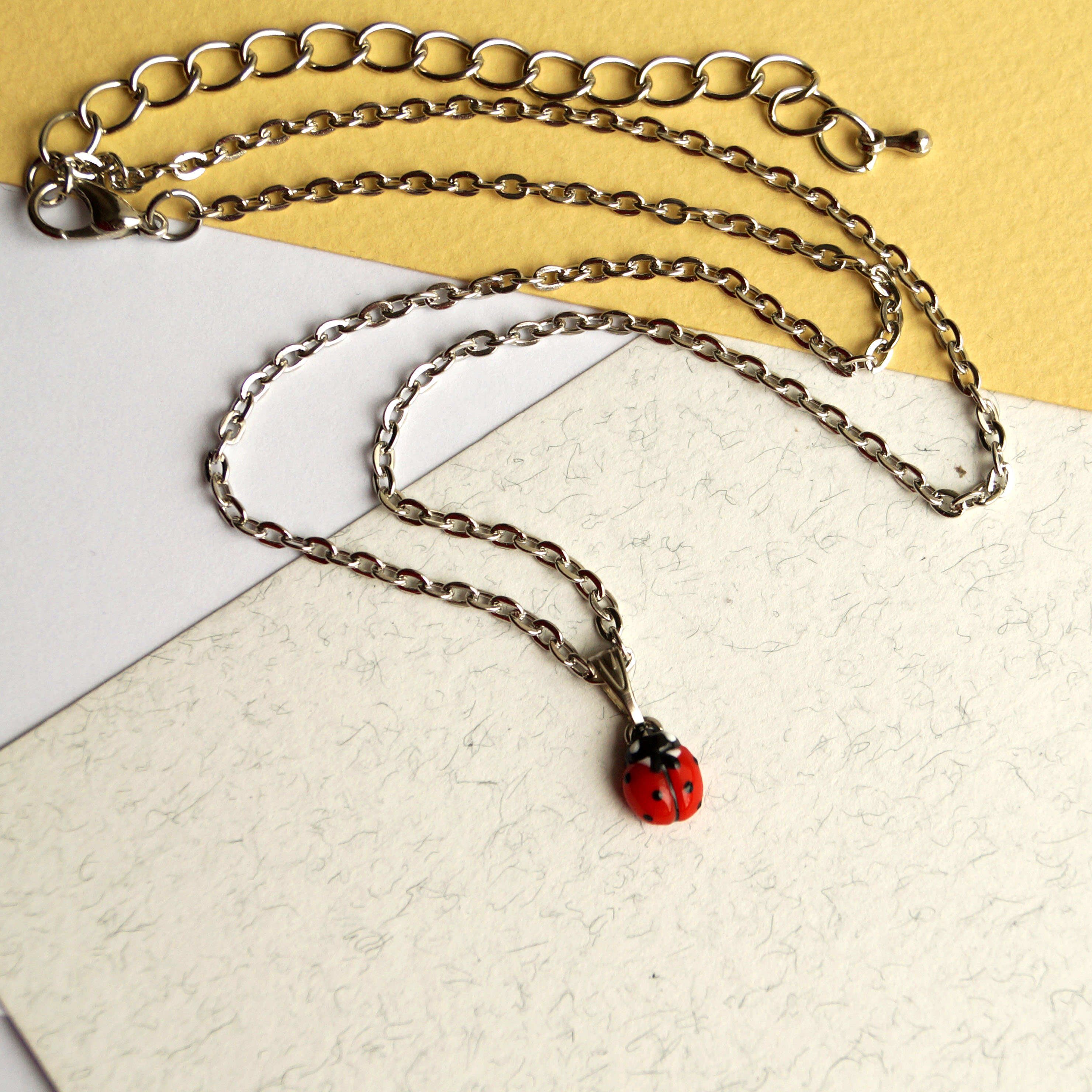 Ladybug Necklace Red Realistic Ladybird Tiny Pendant Petite - Etsy
