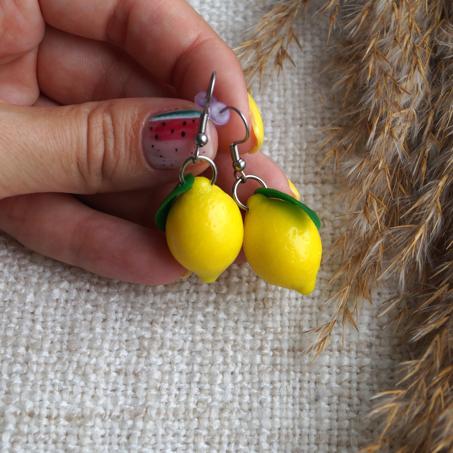 Lemon Earrings, Fresh Fruit Jewelry, Yellow Green Juicy Citrus Jewelry ...