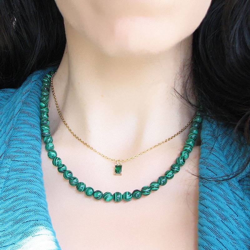 Malachite Necklace - Etsy UK
