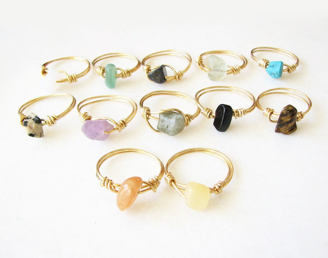 Gemstone Rings, Crystal Ring, Wire Wrapped Ring, Boho Ring - Etsy
