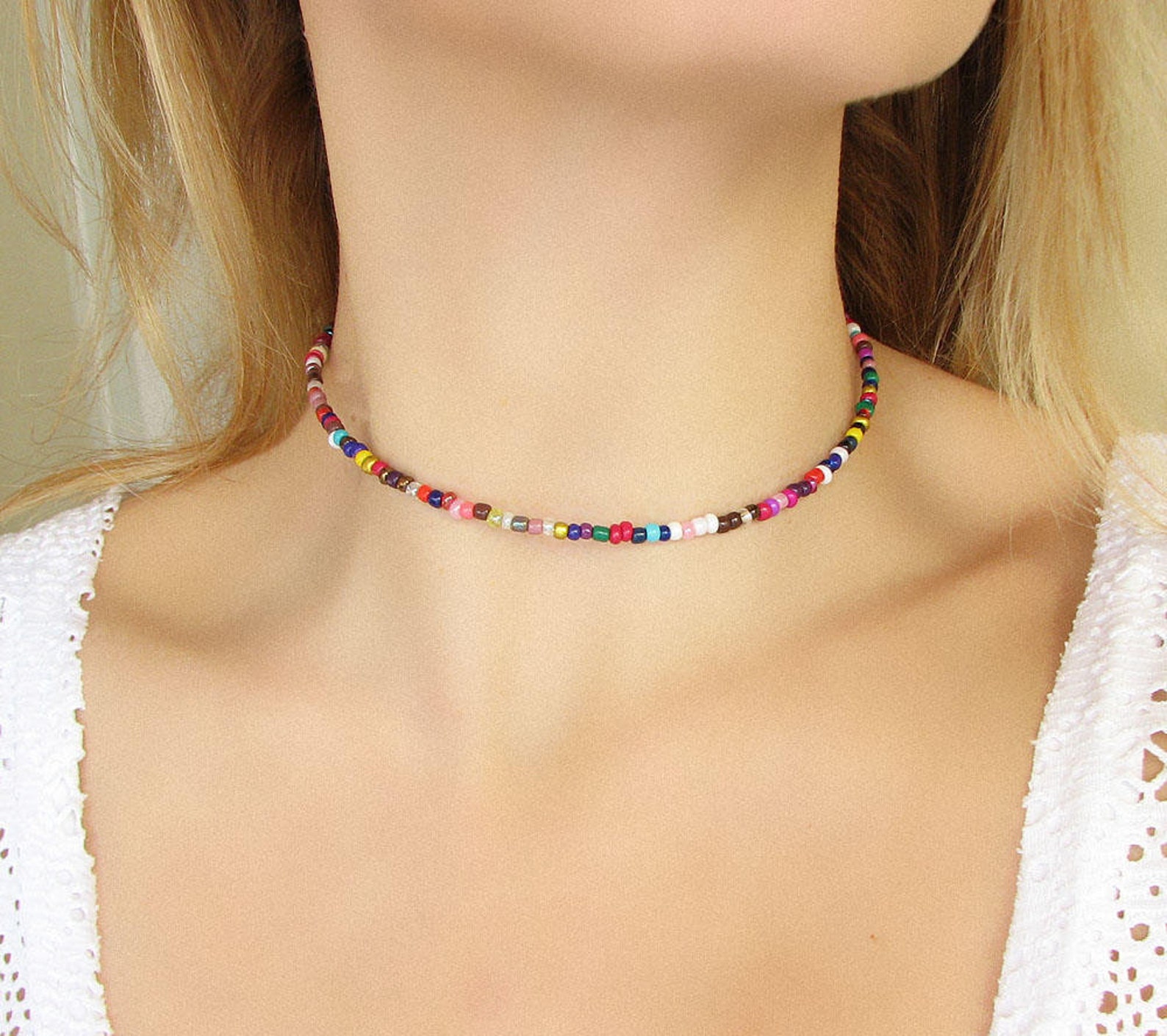 Seed Bead Necklace Beaded Necklace Choker Necklace | Etsy