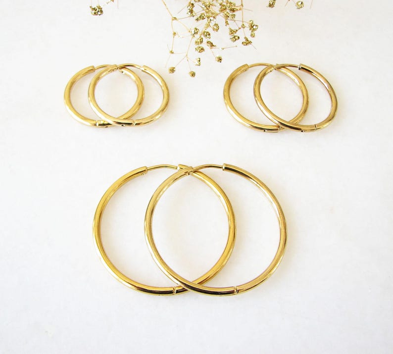 Gold Hoop Earrings, 18K Gold Filled, Small-large Hoops, Waterproof - Etsy
