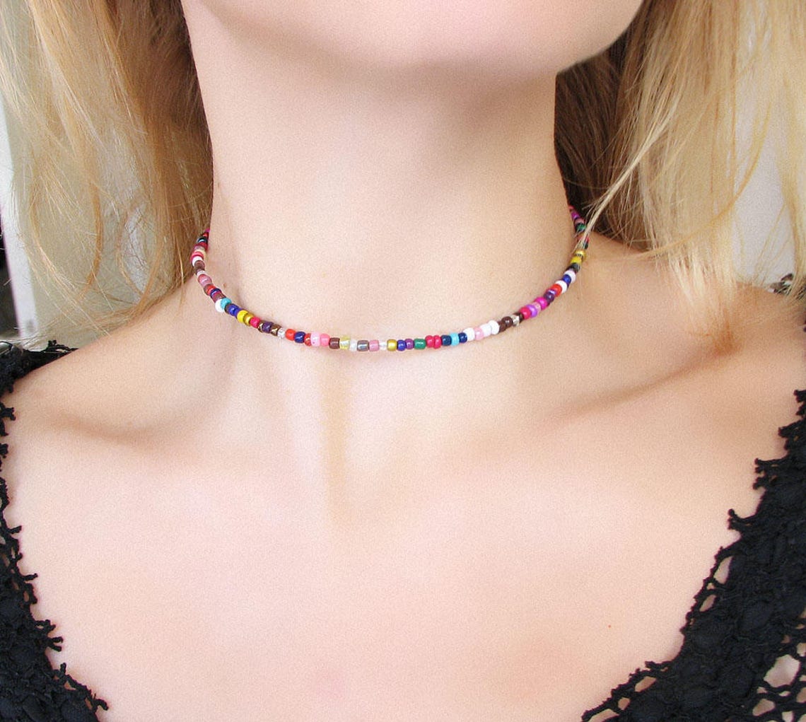 Seed Bead Necklace Beaded Necklace Choker Necklace | Etsy