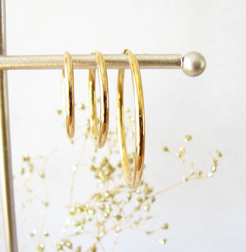 Gold Hoop Earrings, 18K Gold Filled, Small-large Hoops, Waterproof - Etsy