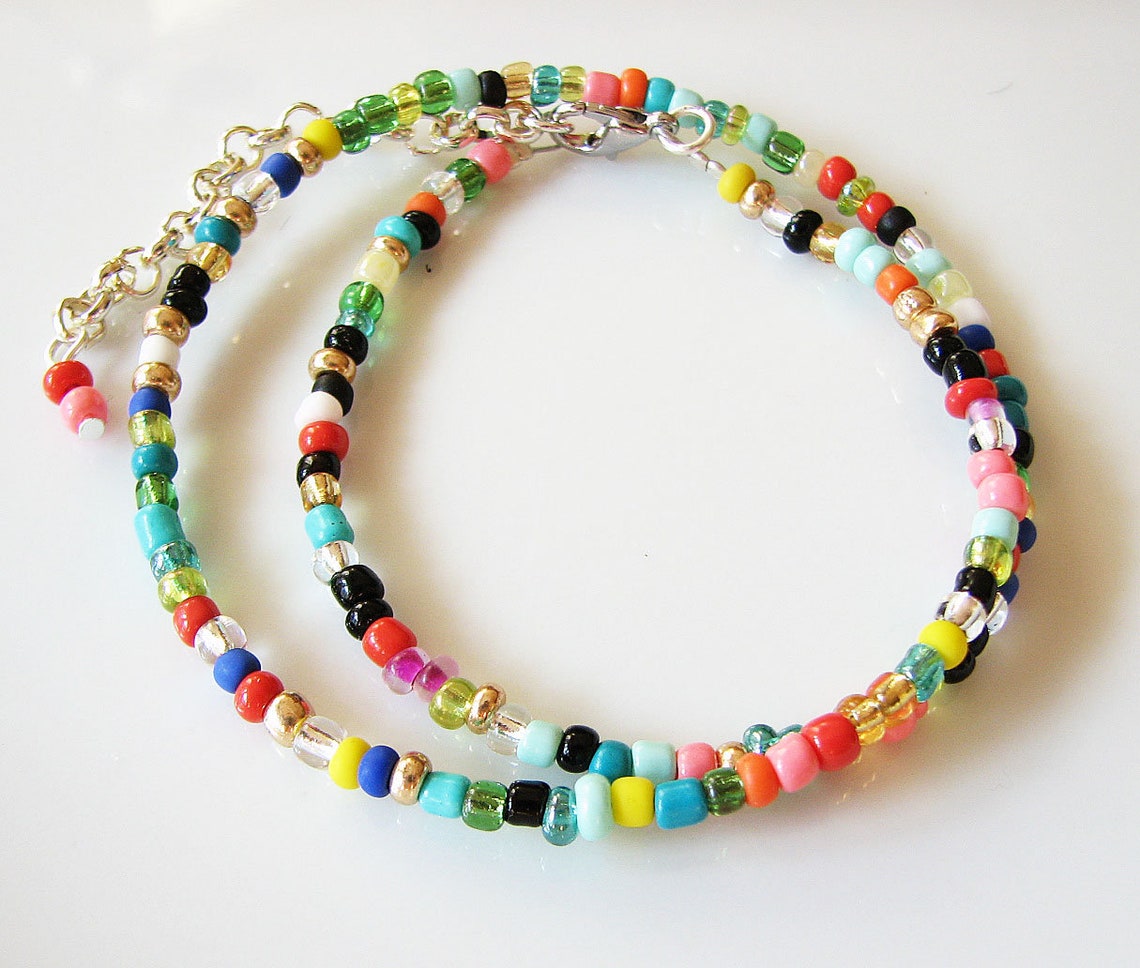 Beaded Necklace Seed Bead Necklace Beaded Choker Necklace | Etsy