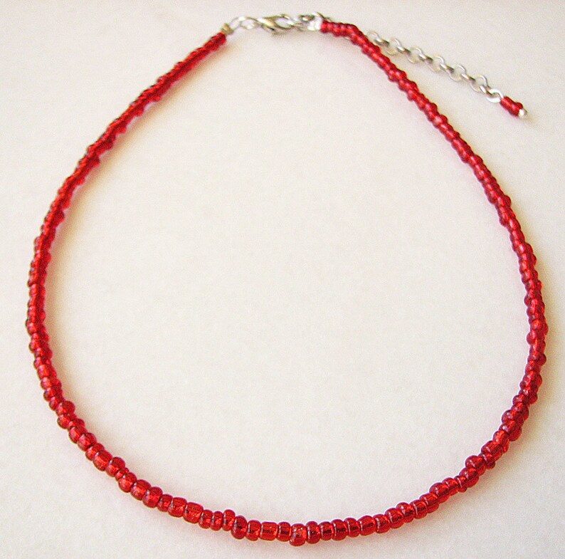 Red Beaded Choker, Seed Bead Necklace - Etsy