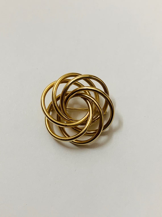 14K Gold “Twisted” Brooch Pin - Gem