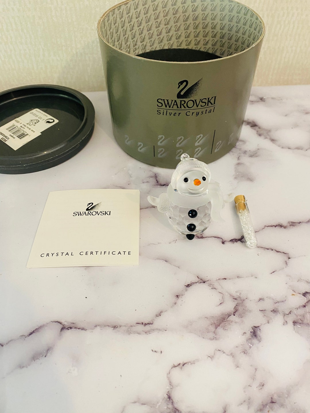 Vintage Swarovski Crystal Snowman and Stick, With Original Box - Etsy
