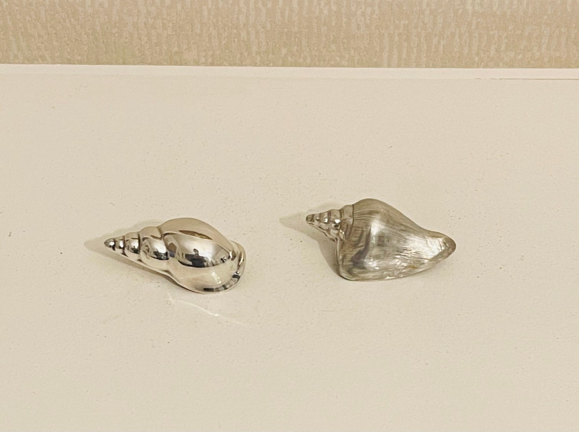 Vintage Two Coastal Decor Sterling Silver Seashels - Etsy