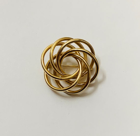 14K Gold “Twisted” Brooch Pin - Gem