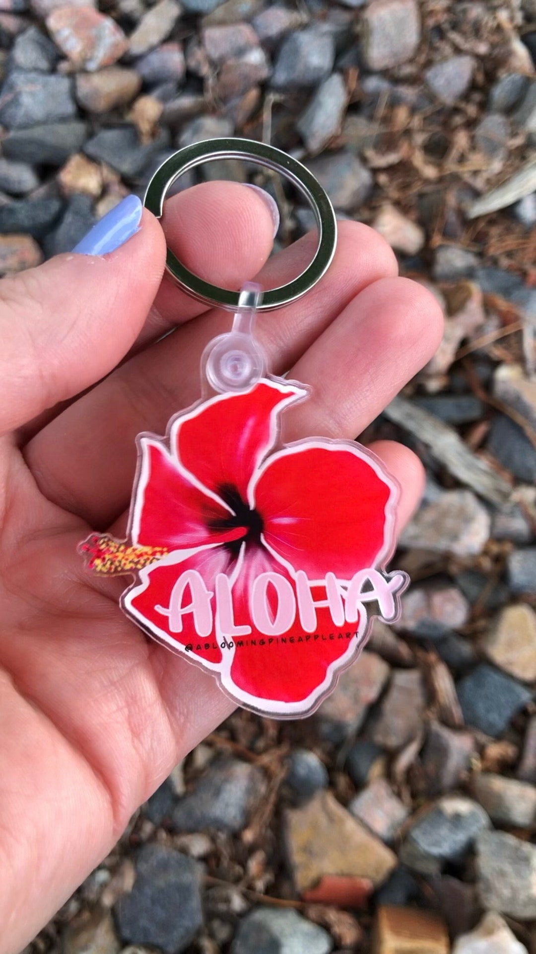 Hibiscus Acrylic Keychain: Tropical Aloha Gift - Etsy