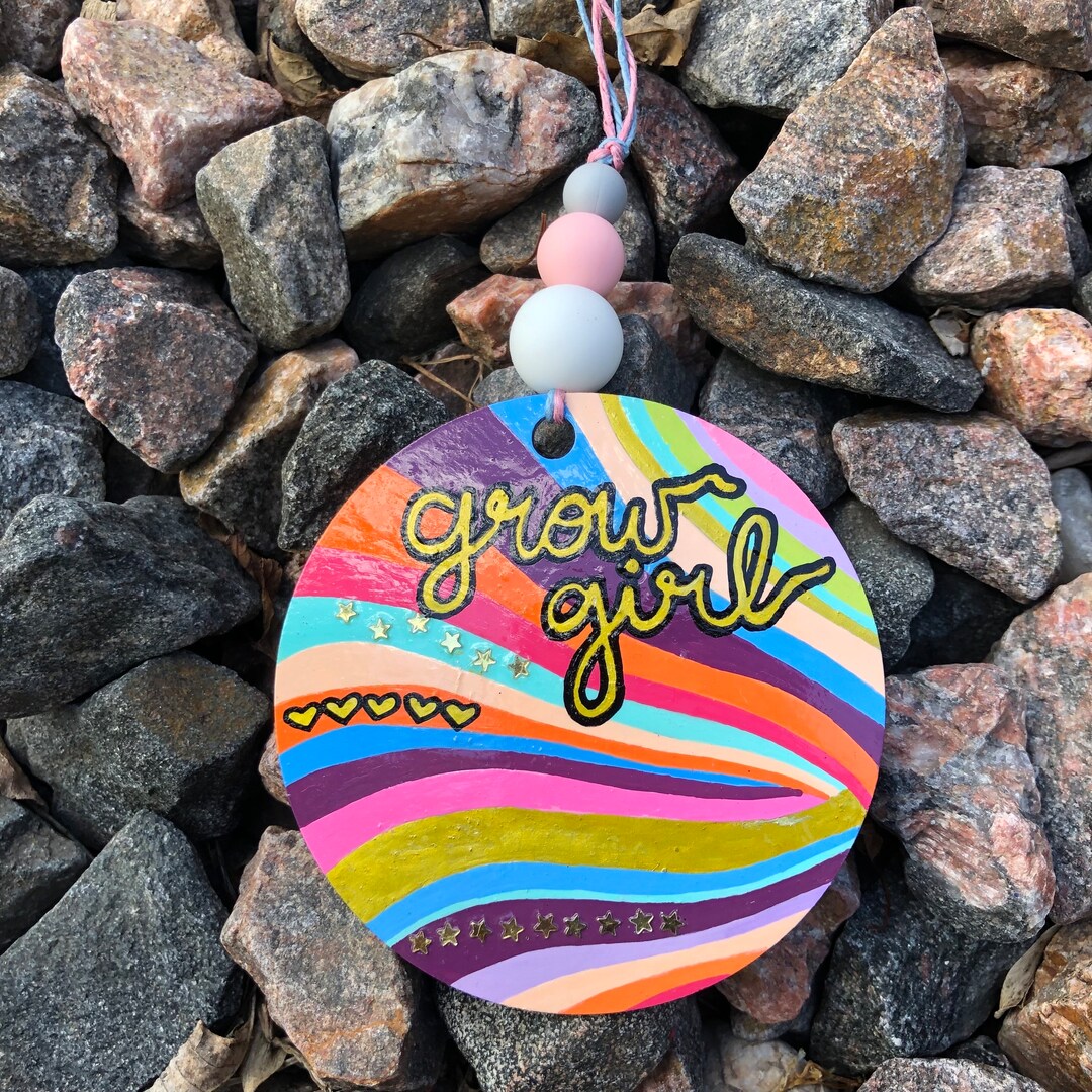 Grow Girl, Car Affirmations, Cute Car Charm, Flower Decor, Botanical ...