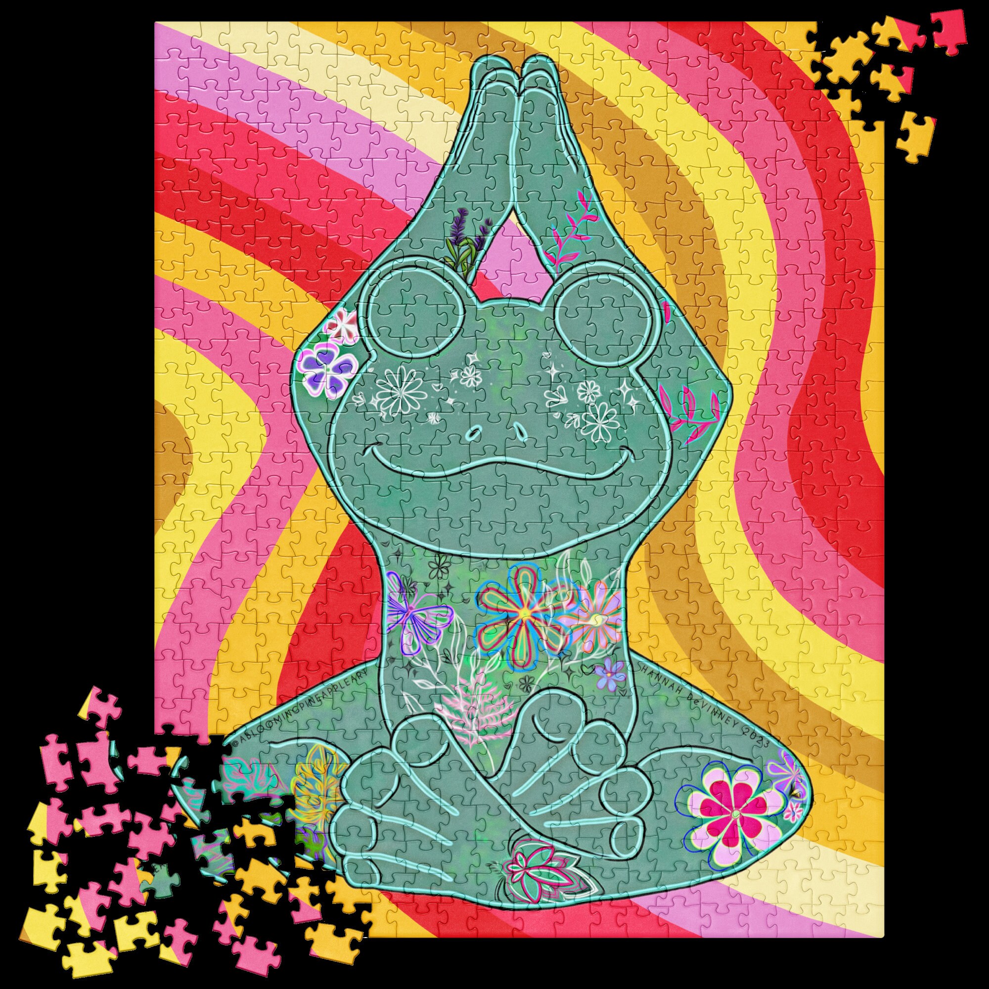 Frog Puzzle, Jigsaw Puzzle, Meditating Frog, Cute Puzzle, Colorful ...