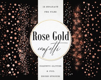 Digital Glitter Borders Confetti Glitter Rose Gold Metallic | Etsy