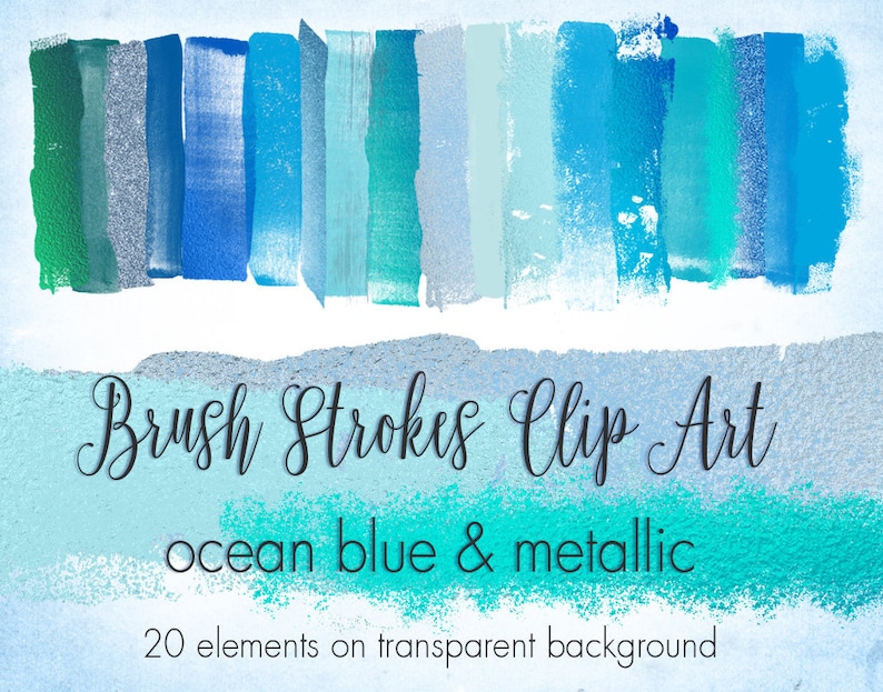 Ocean Blue Brush Strokes 20 Strokes Clip Art Turquoise - Etsy