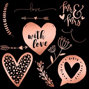 Rose Gold Design Elements, Rose Gold Foil Elements, Metallic Clipart ...