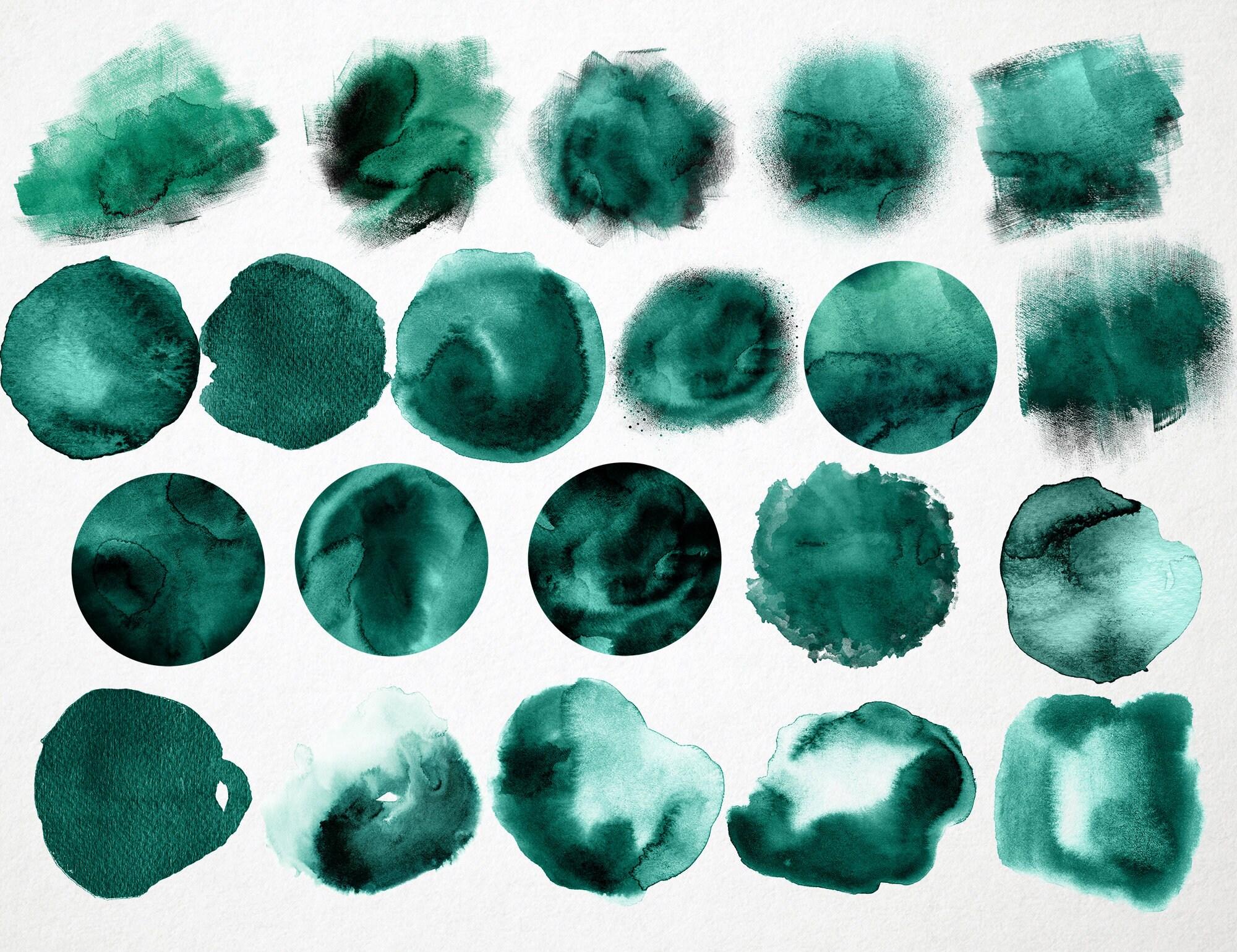 Gold Circles With Green Watercolor Watercolor Circles for - Etsy