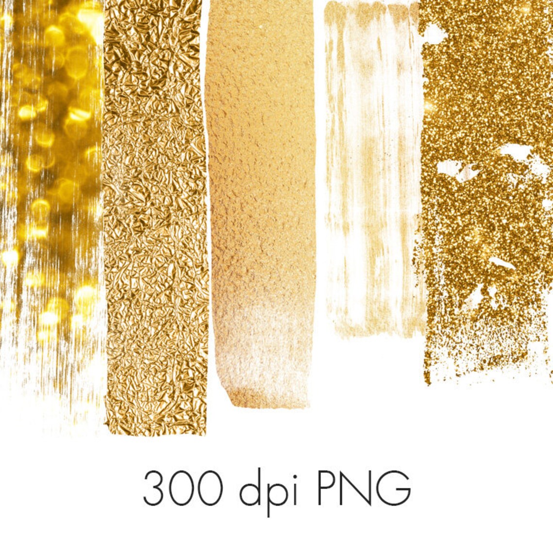 Gold Glitter Brush Strokes, Gold Foil Brush Strokes, Gold Metallic ...