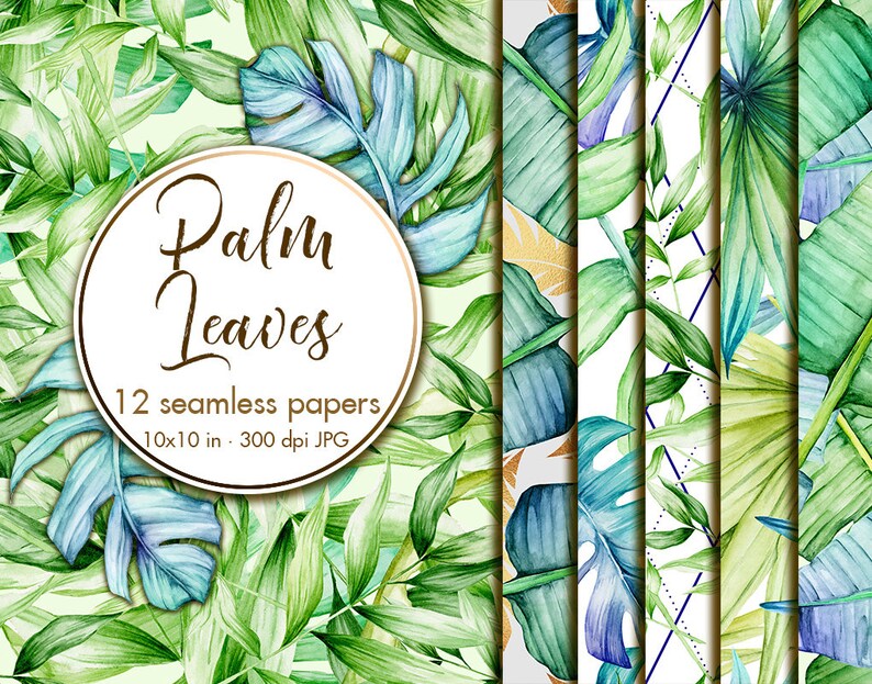 Palm leaf seamless digital paper pack Floral seamless | Etsy