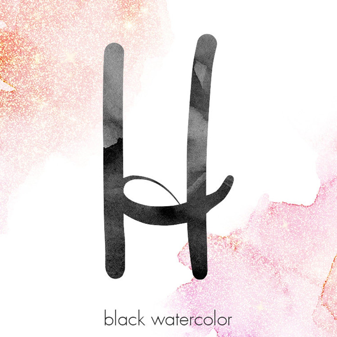 Watercolor Font Black Watercolor Alphabet Clipart Watercolor | Etsy