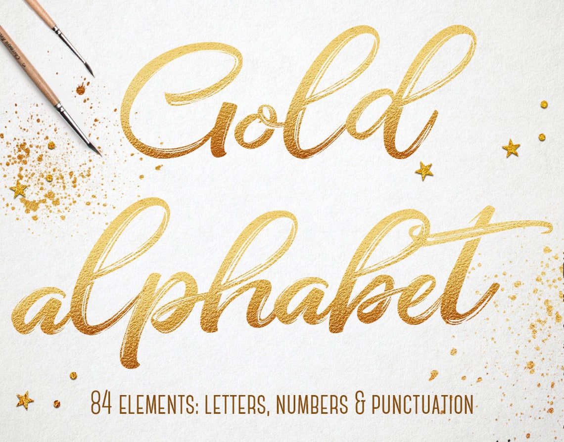 Gold Alphabet Clip Art Gold Foil Alphabet Gold Font Clipart | Etsy