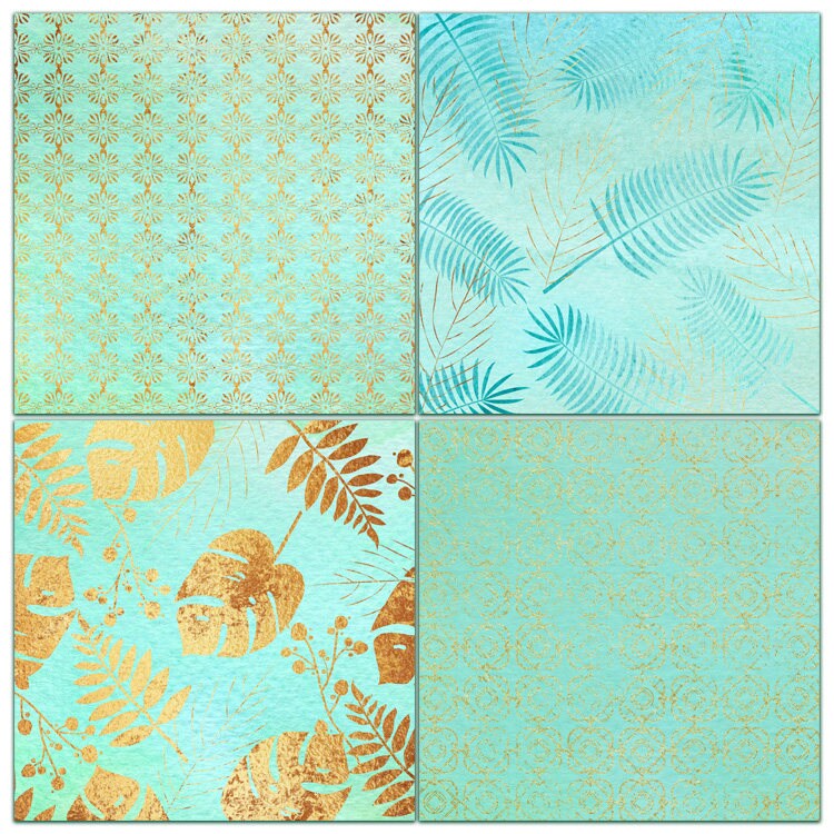 Buy 3 pay for 2 Gold watercolor tropical digital paper Gold | Etsy