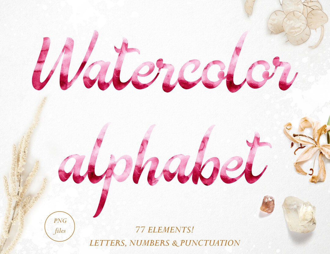 Pink Watercolor Alphabet Clipart, Watercolor Letters Clipart ...