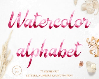 Pink Watercolor Alphabet, Pink Letters, Pink Font, Letters Clipart ...