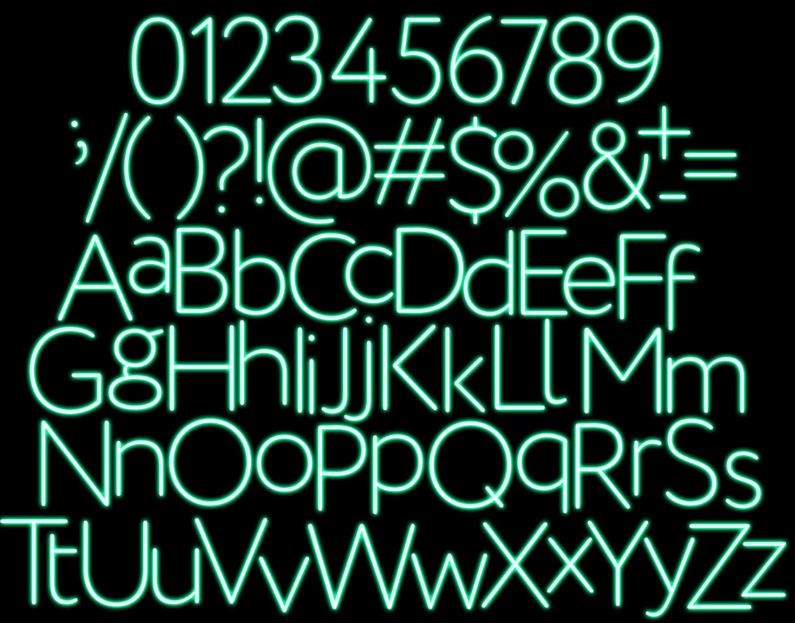 Green Neon Alphabet Clipart Neon Letters Clipart Digital - Etsy
