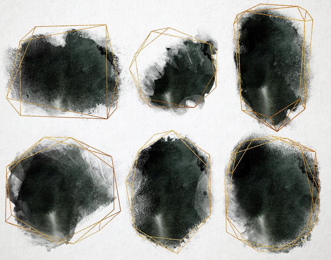 Gold and Watercolor Frames Gold Frames Clipart Polygonal - Etsy