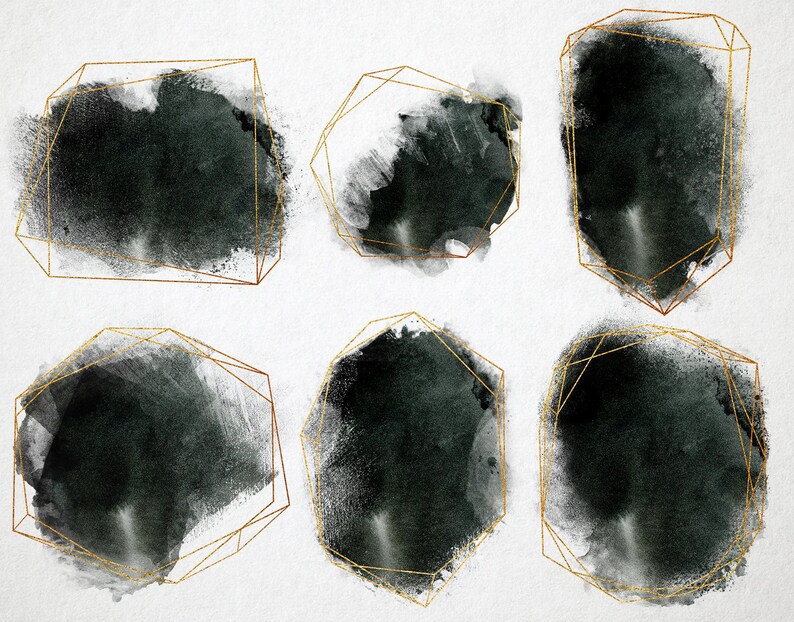 Gold and Watercolor Frames, Gold Frames Clipart, Polygonal Frames ...