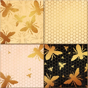 Bumble Bee Digital Paper Clipart, Honey Paper Pack, Honeycomb Paper ...