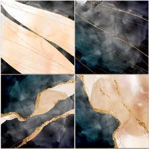 Gold and Watercolor Digital Papers, Watercolor Paper Pack, Gold and ...