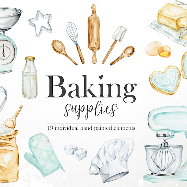 Watercolor Bakery Clipart - Etsy