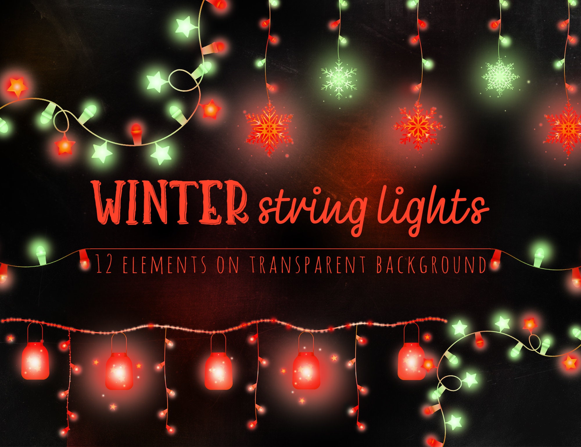 String Lights Overlays Winter String Lights Clipart - Etsy