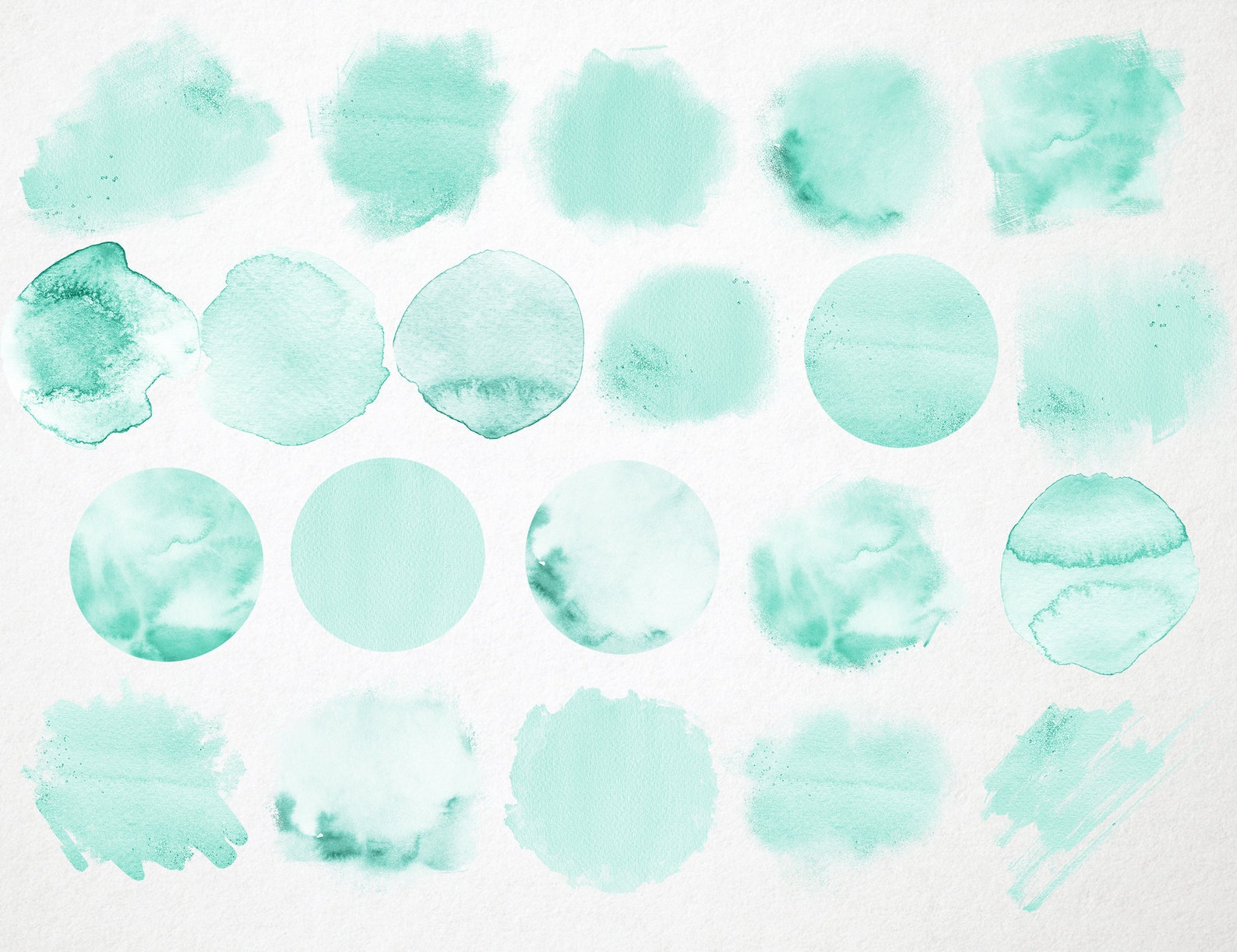 Gold Circles With Mint Green Watercolor Watercolor Circles - Etsy