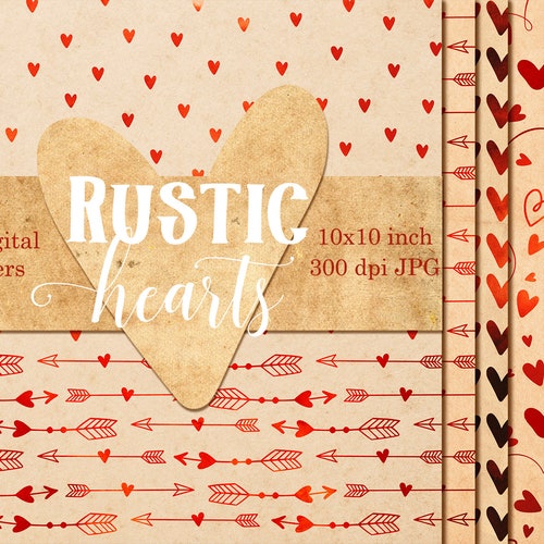 Love Digital Papers Heart Digital Paper Clipart Romantic - Etsy