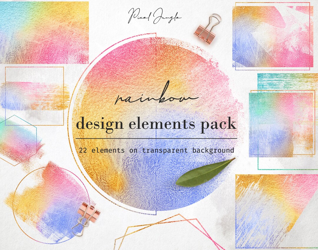 Rainbow Design Elements Clipart, Rainbow Foil Circles, Rainbow Squares ...