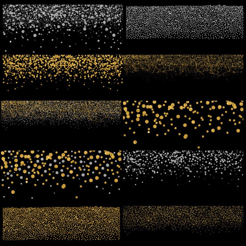 Silver & Gold Confetti Frames Clipart Christmas Border | Etsy