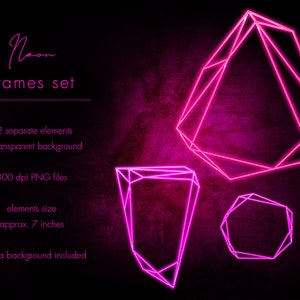 Pink Neon Frames, Neon Frame Overlays, Neon Crystal Frames Clipart ...