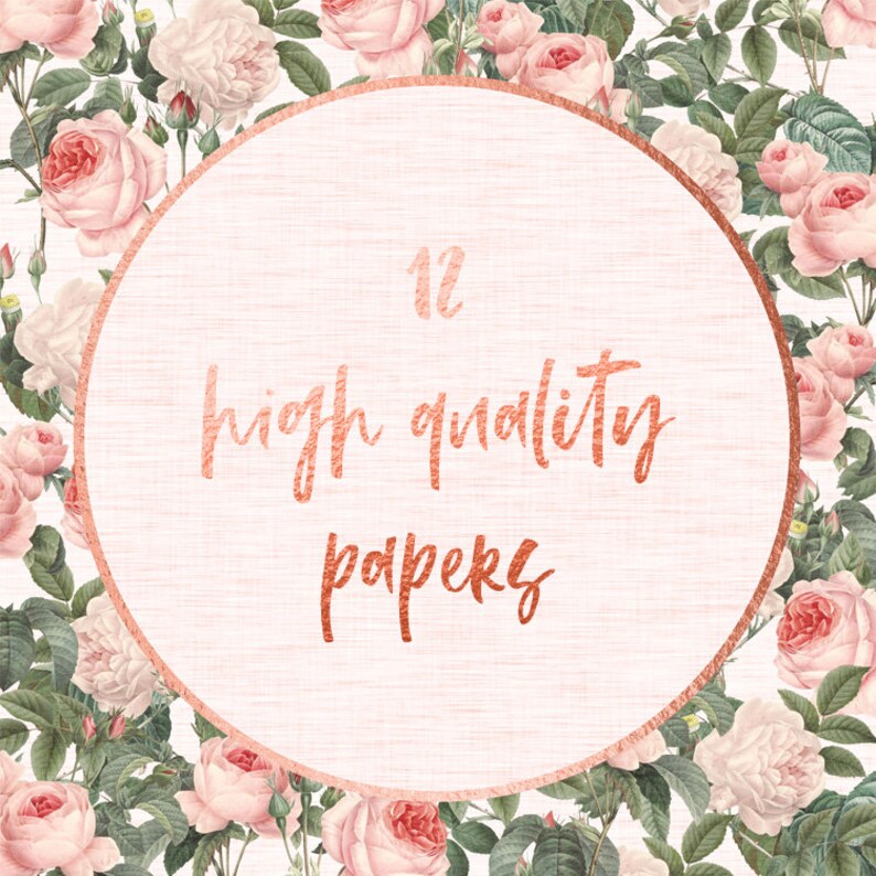 Digital Paper With Roses Floral Digital Paper Clipart Rose | Etsy