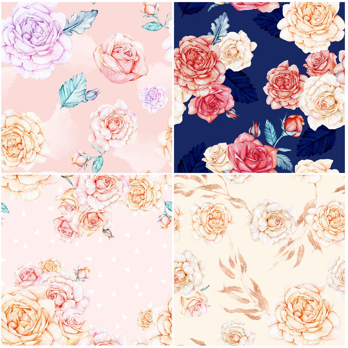 Seamless Floral Digital Paper Pack Watercolor Paper Cliprt - Etsy