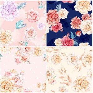 Seamless Floral Digital Paper Pack, Watercolor Paper Cliprt, Watercolor ...