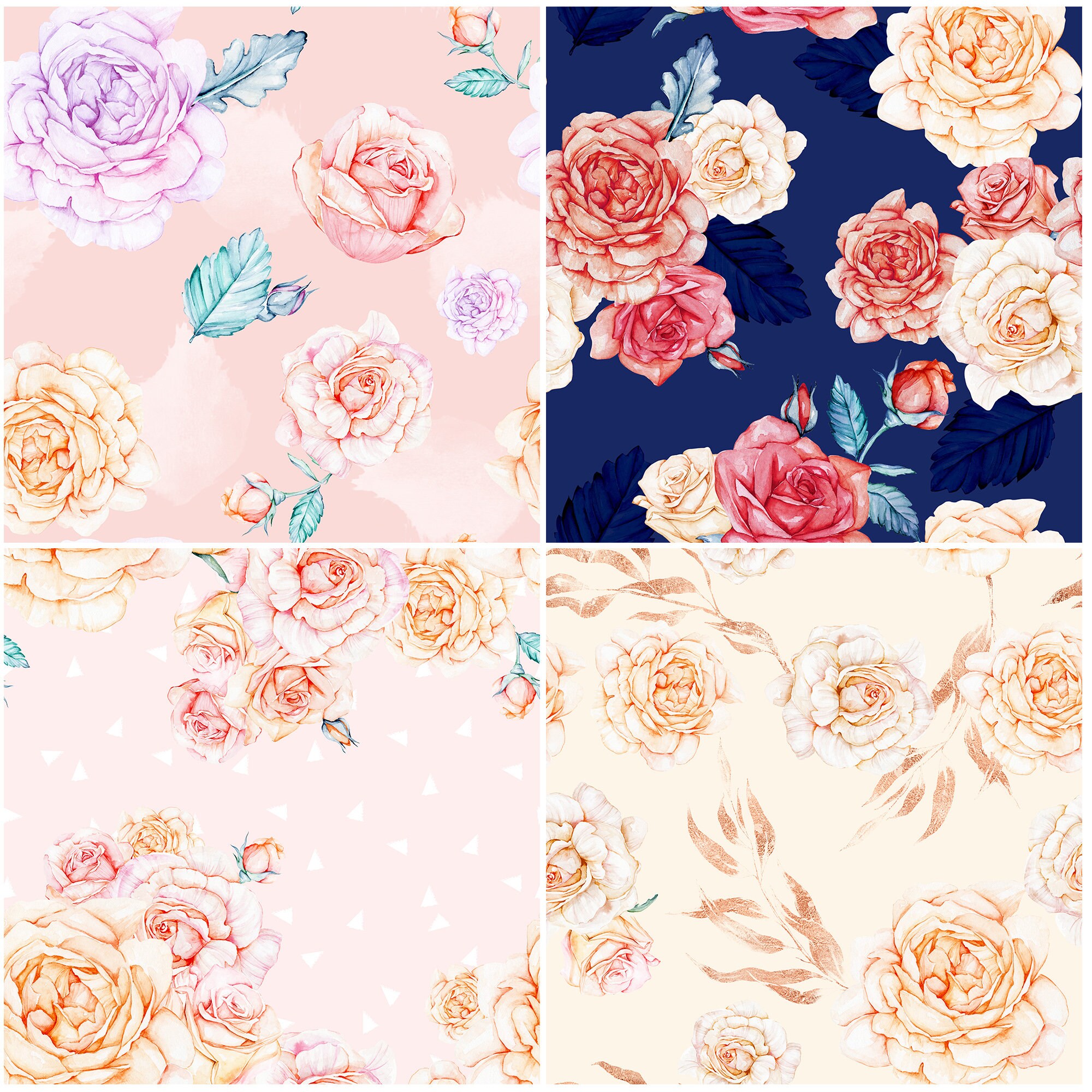 Seamless Floral Digital Paper Pack Watercolor Paper Cliprt - Etsy