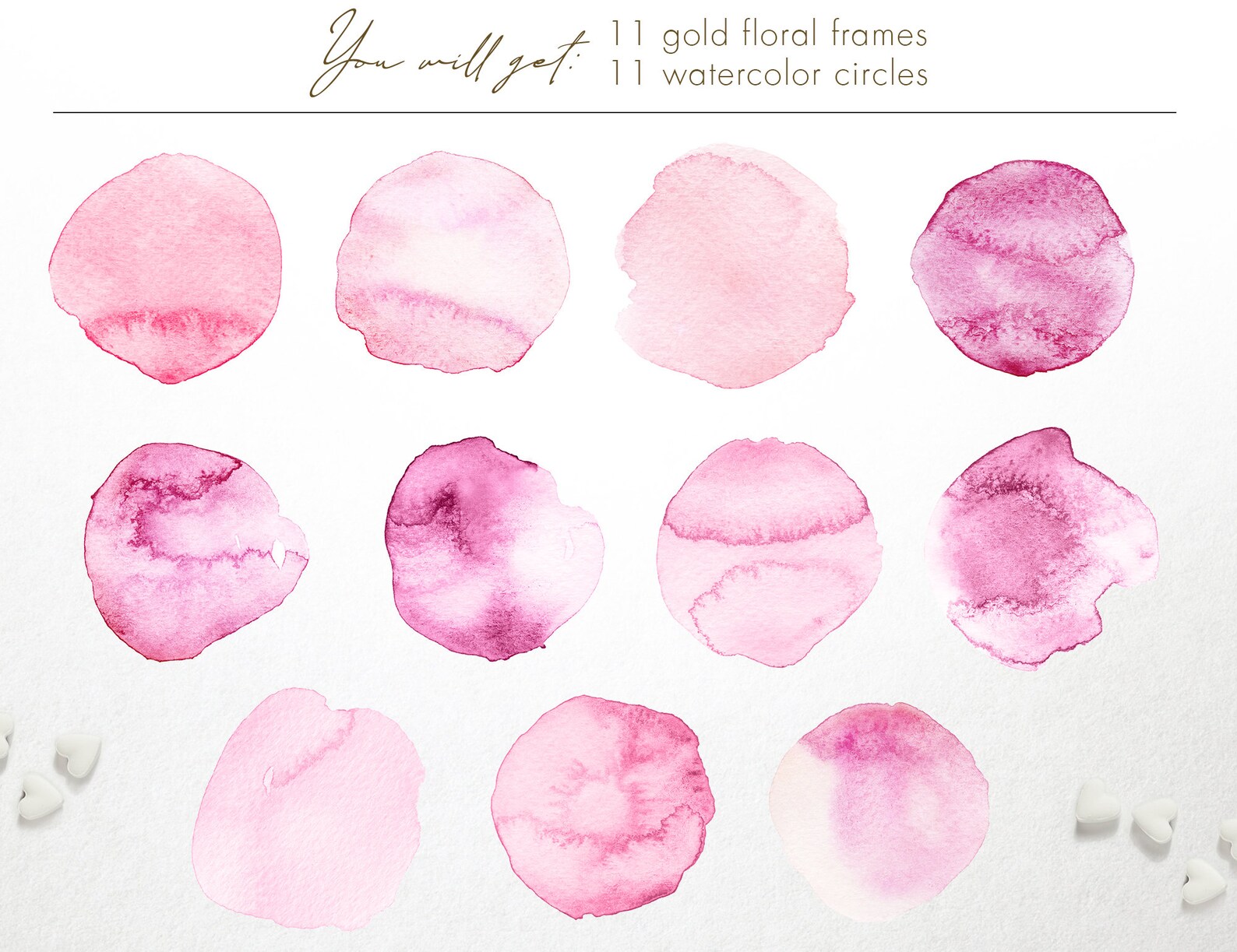 Floral gold circles with watercolor Floral circles for logo | Etsy