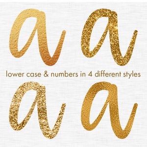 Gold Alphabet Clipart, Gold Font, Gold Glitter Alphabet, Lower Case ...