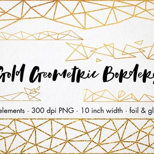 Gold Geometric Borders Clipart, Gold Border Overlays, Gold Foil Borders ...